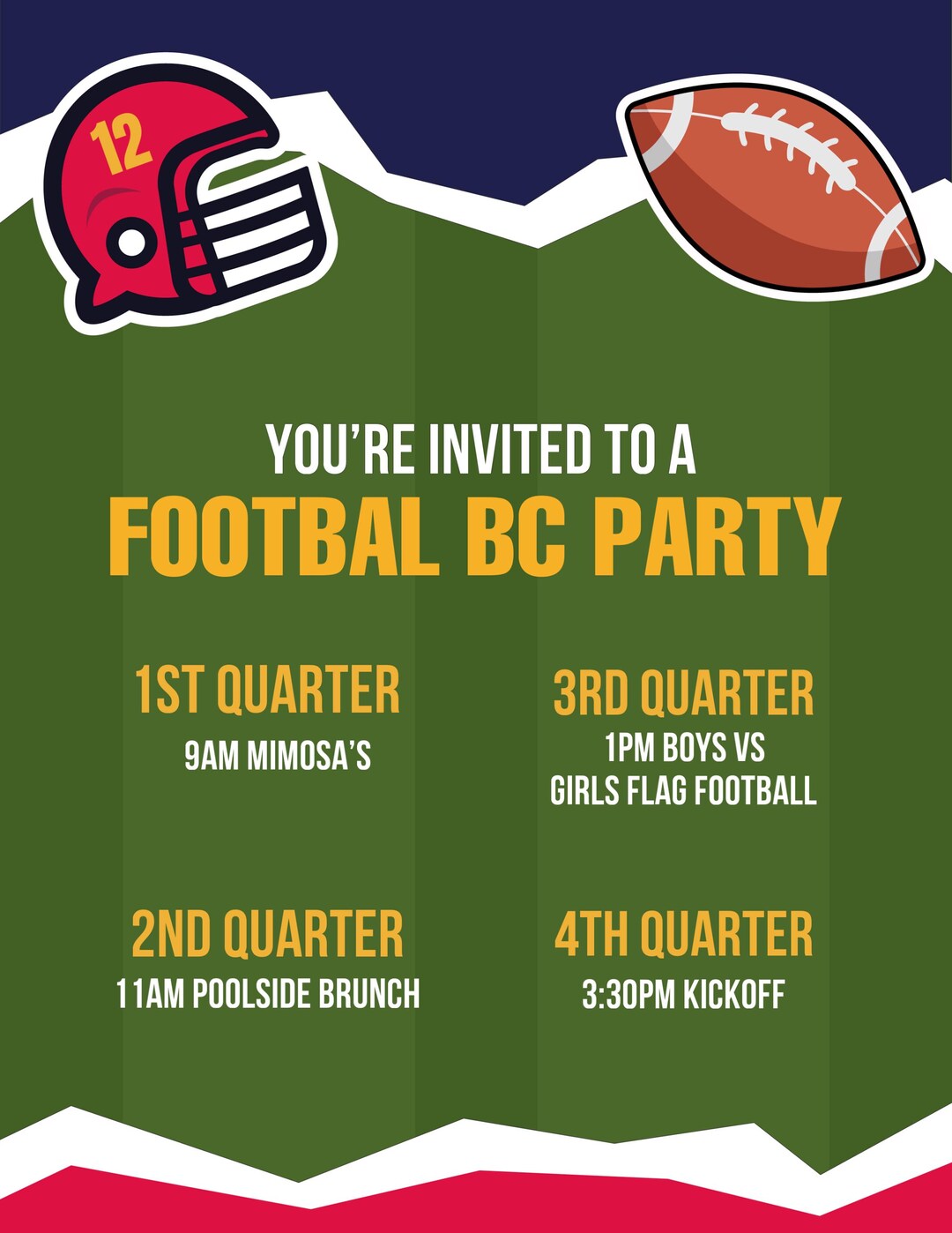 Football Party Flyer Template Fillable Pdf - Etsy