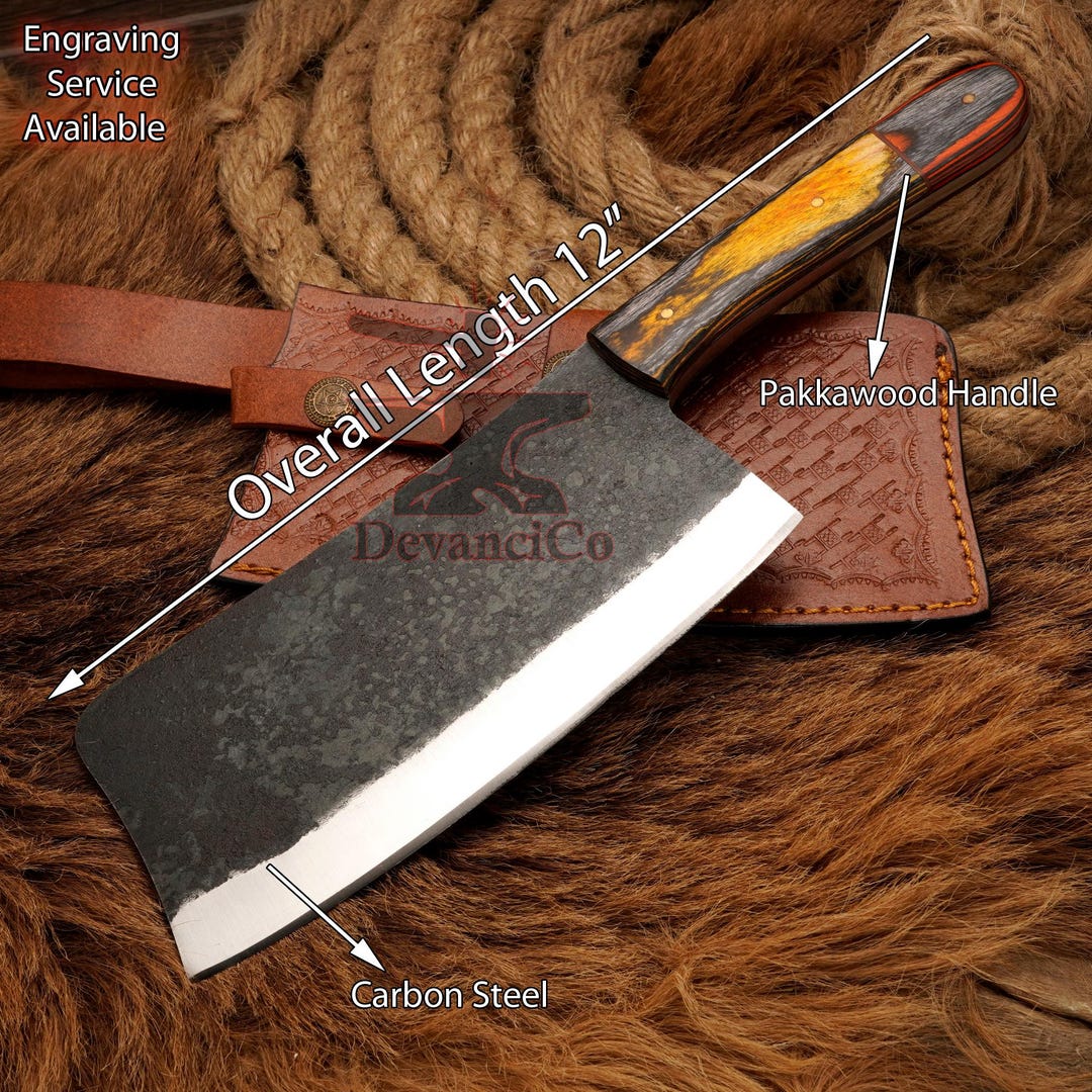 Hand Forged Damascus Steel CHEF CLEAVER Knife Best BBQ Cleaver Custom ...