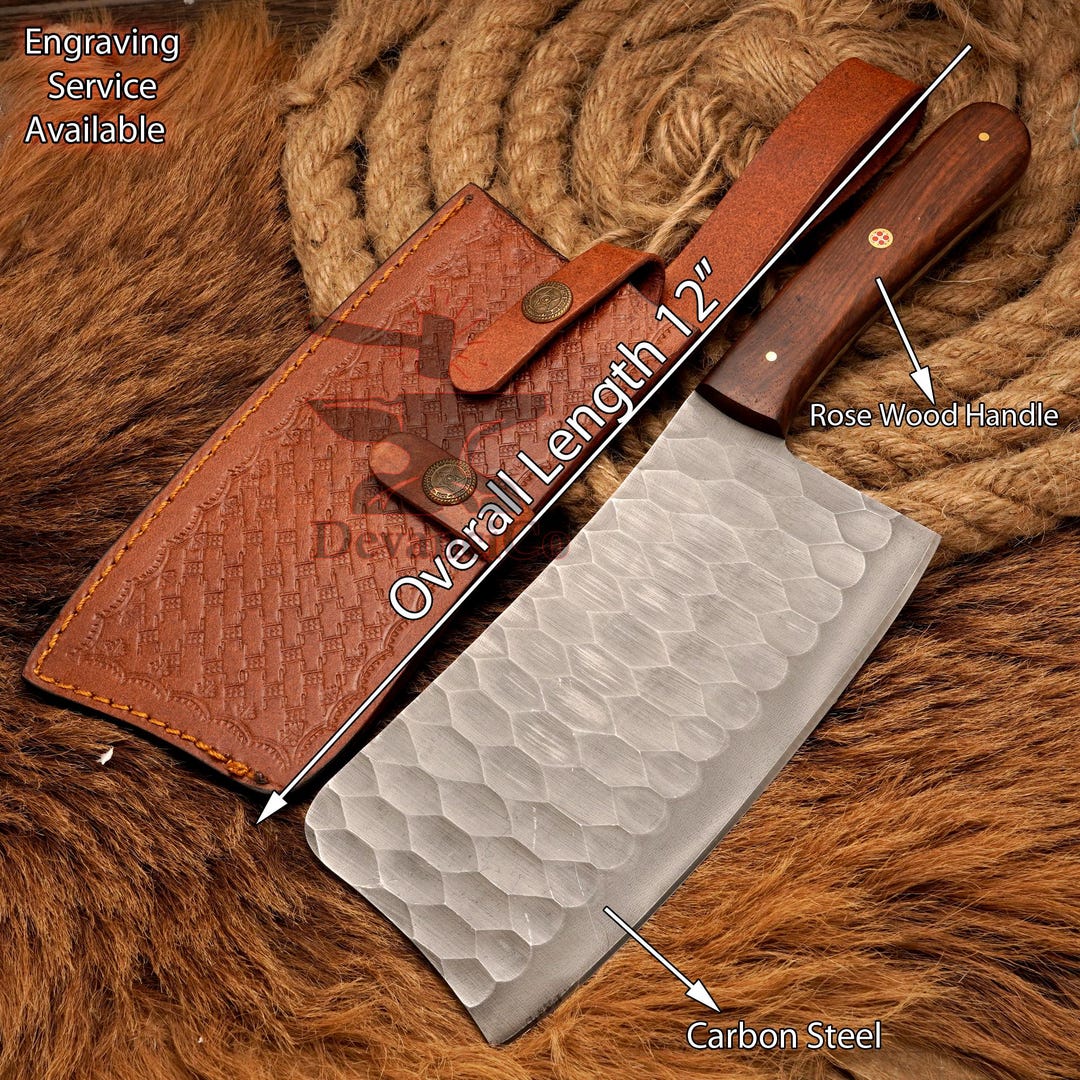 Hand Forged Carbon Steel CHEF CLEAVER Knife Perfect Father's Day Gift ...