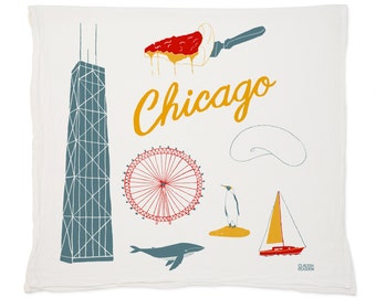 Chicago Flag Tea Towel, Flag of Chicago Towel, Kitchen Towel, Chicago ...