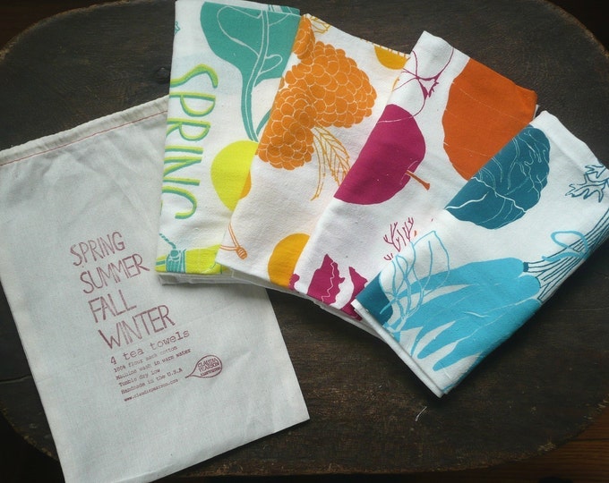 Set of 4 Seasons Tea Towels - Etsy