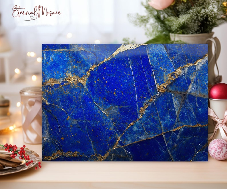 Blue Lapis Lazuli Crystal Marble Stone Glass Chopping Cutting Board ...