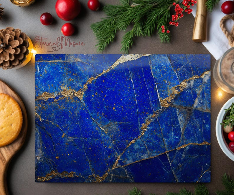 Blue Lapis Lazuli Crystal Marble Stone Glass Chopping Cutting Board ...
