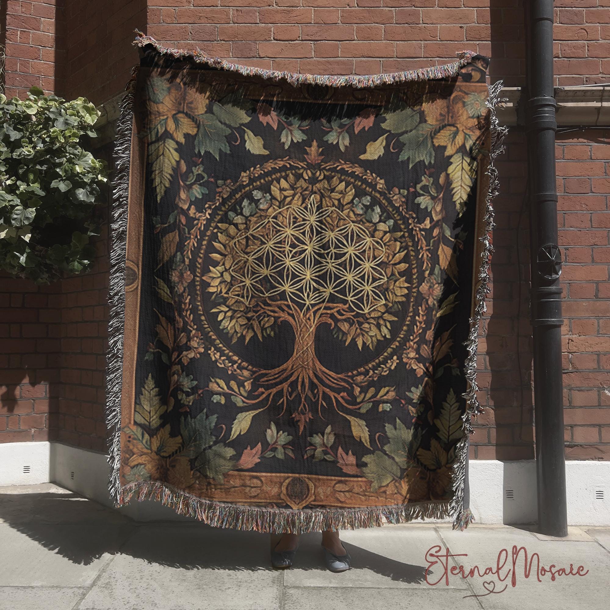 Medieval Tree of Life Throw Blanket Tapestry Rug, Woodland Woven Wall ...