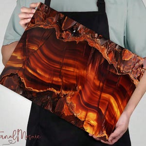 Red Tiger's Eye Crystal Marble Chopping Board, Made From Glass Cutting ...