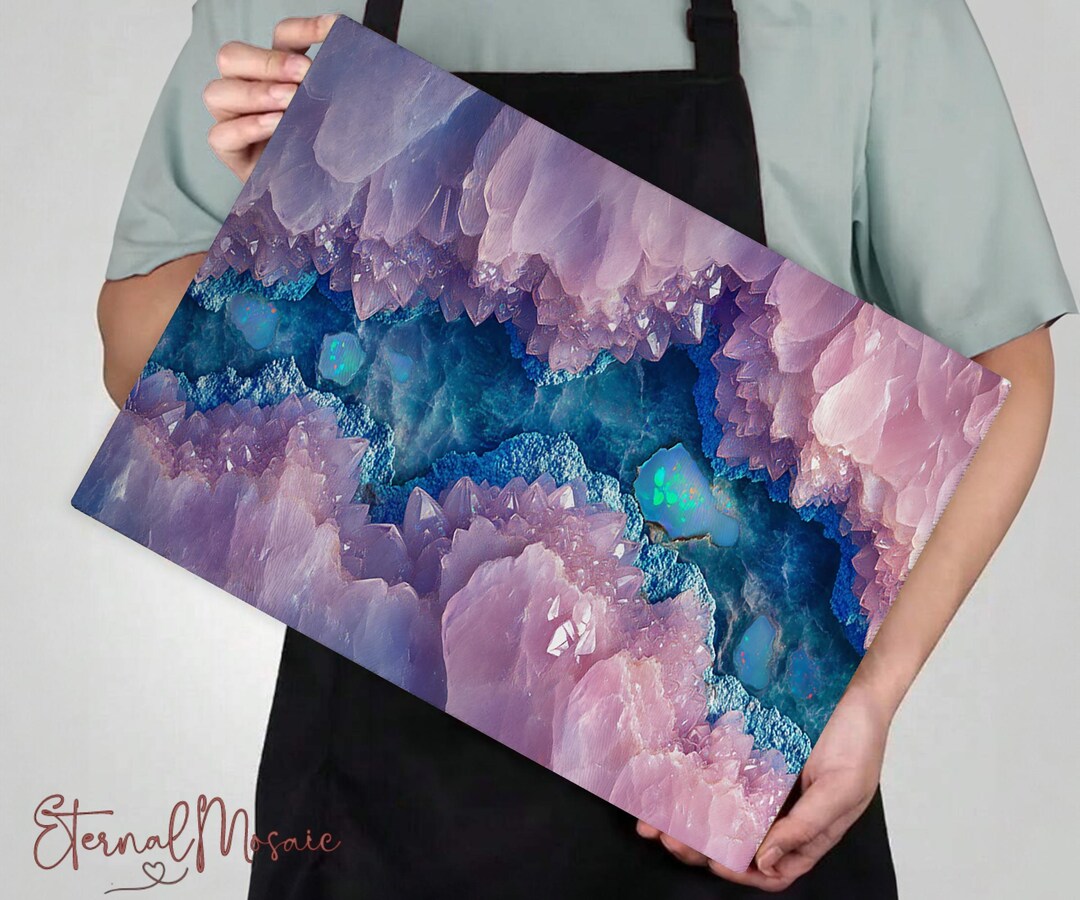 Pink Blue Geode Crystal Marble Stone Chopping Board, Made From Glass ...