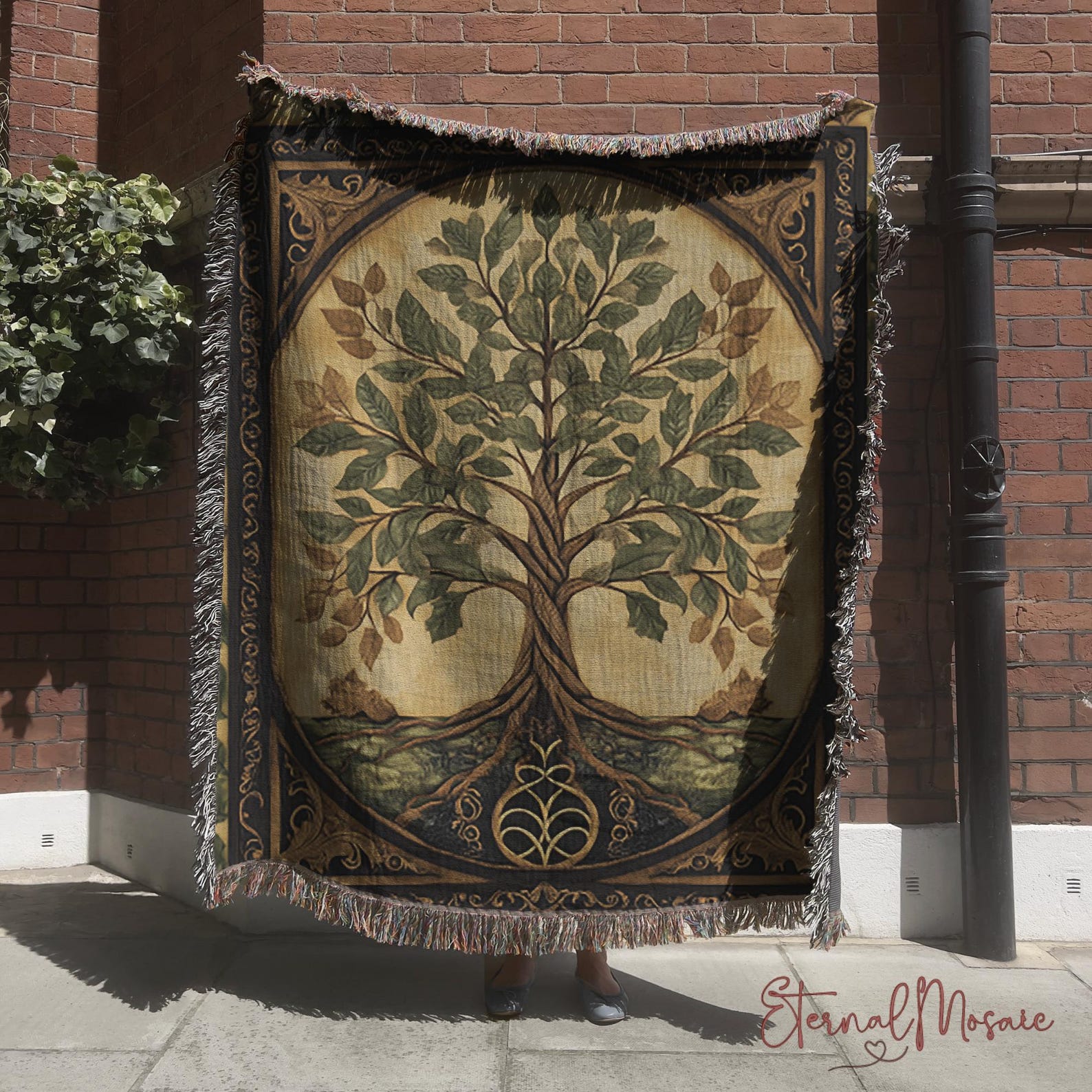 Medieval Tree of Life Throw Blanket Tapestry Rug, Woodland Woven Wall ...