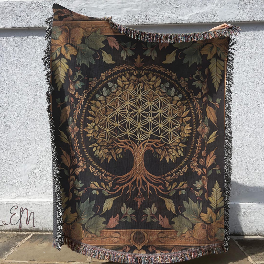 Medieval Tree of Life Throw Blanket Tapestry Rug, Woodland Woven Wall ...
