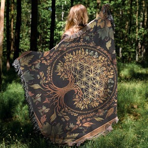 Medieval Tree of Life Throw Blanket Tapestry Rug, Woodland Woven Wall ...