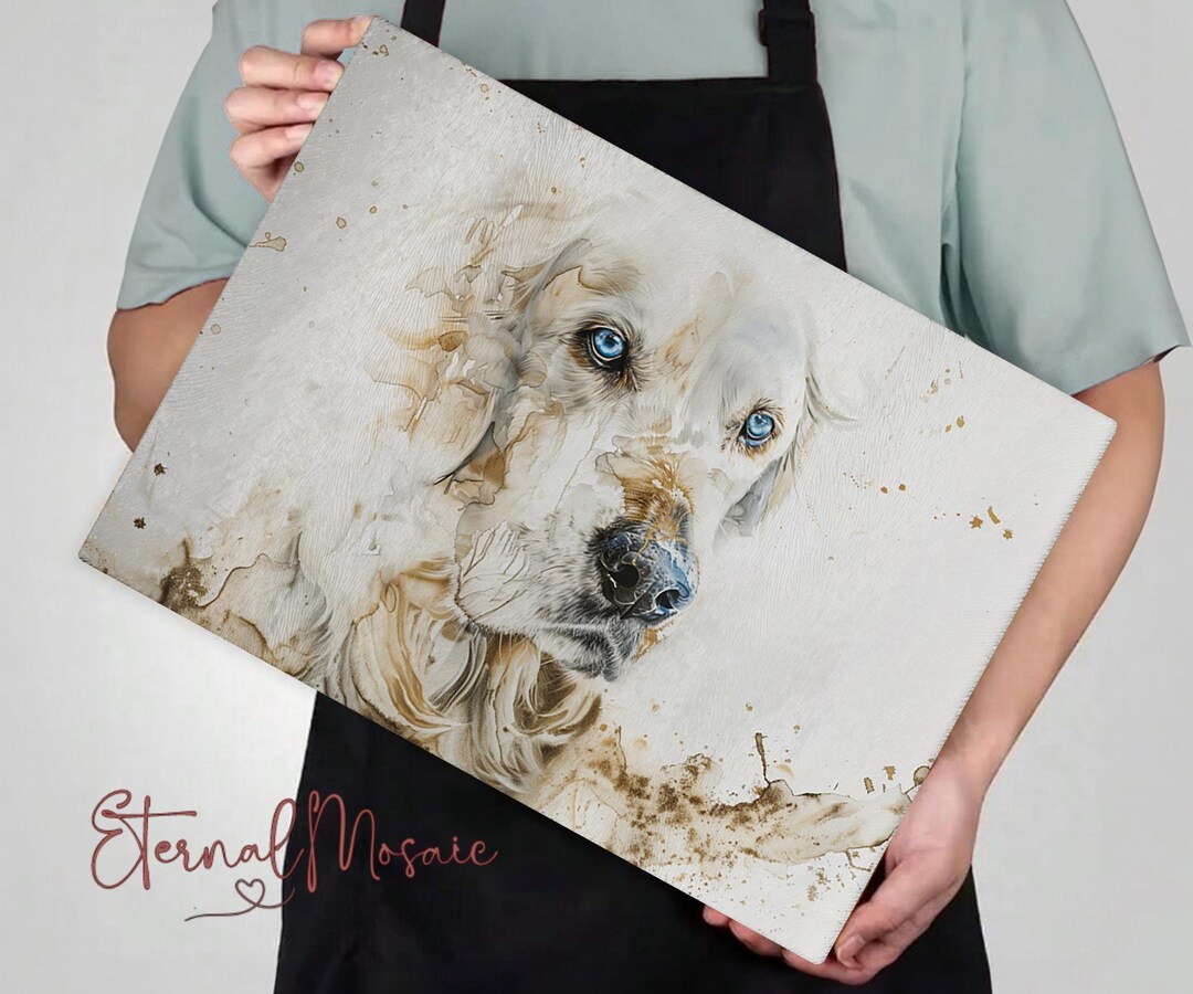 Cream Golden Retriever Glass Cutting Board, English Cream Golden Art ...