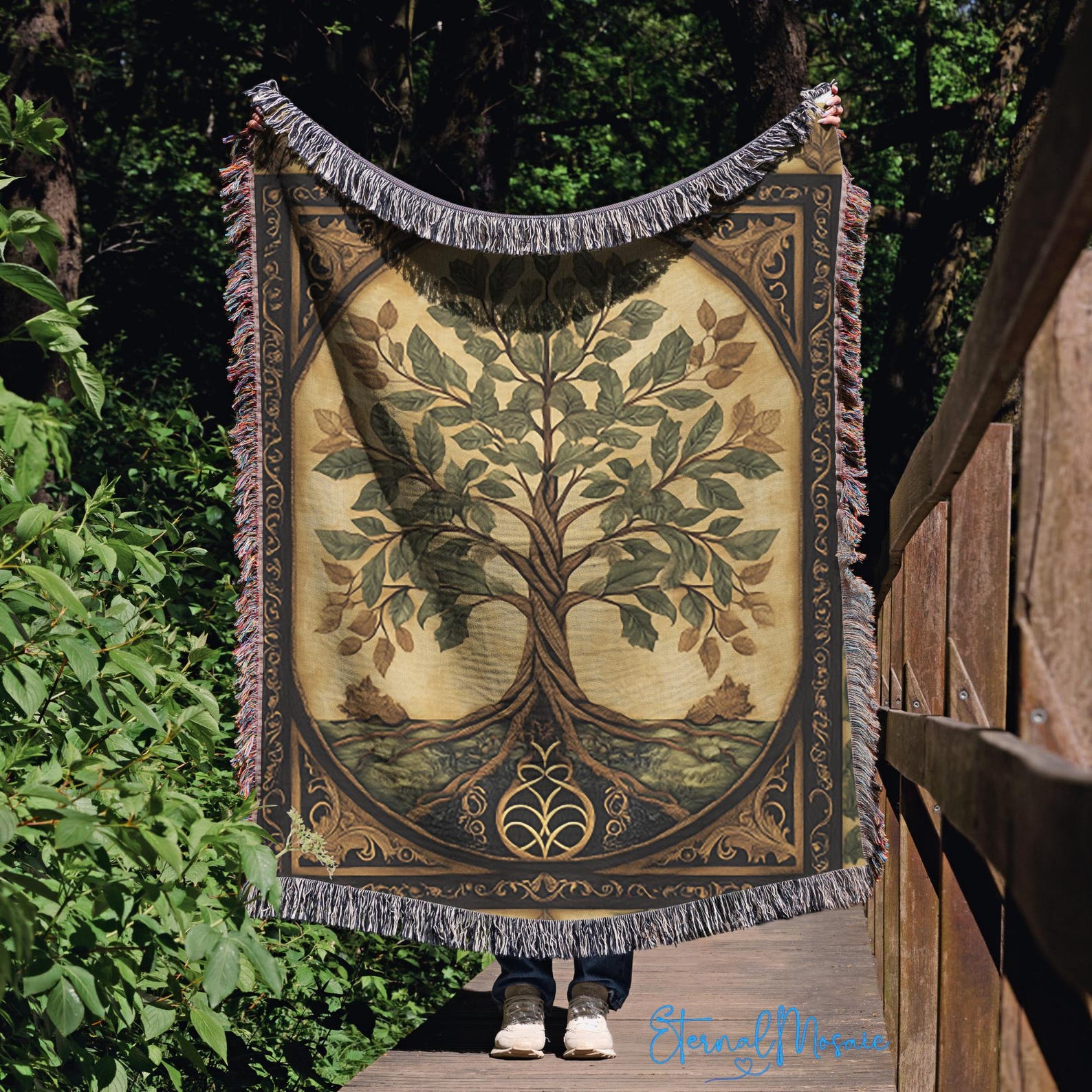 Medieval Tree of Life Throw Blanket Tapestry Rug, Woodland Woven Wall ...