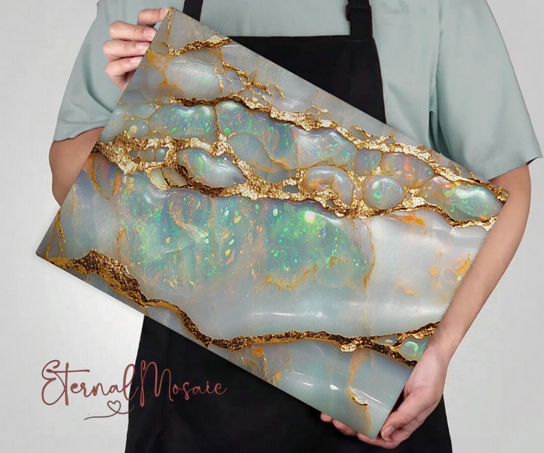 Glass Gold Opal Gemstone Cutting Board, Tempered Glass Chopping Board ...