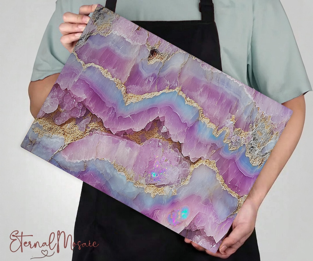 Pink Blue Crystal Geode Marble Stone Tempered Glass Cutting Chopping ...