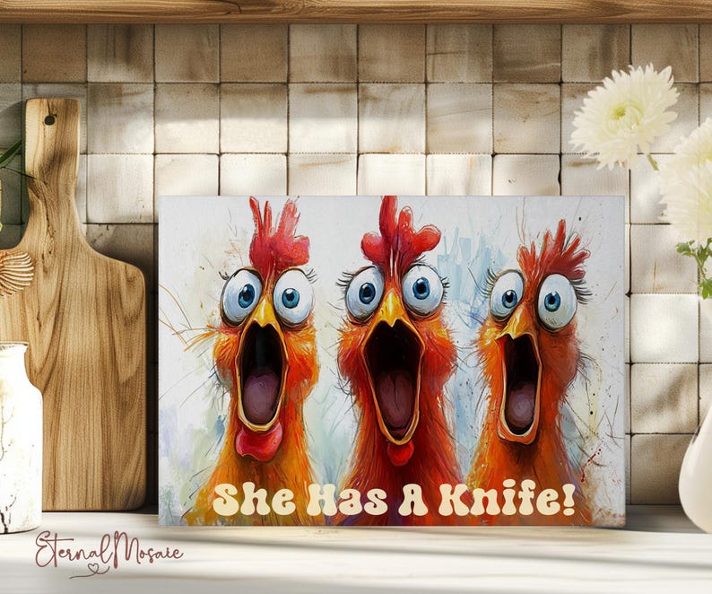Personalized Crazy Chickens Bird Cutting Board Tempered Glass, Kitchen ...