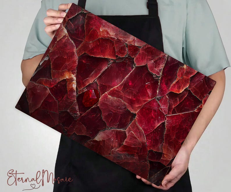 Red Ruby Crystal Marble Stone Glass Chopping Cutting Board Tray ...