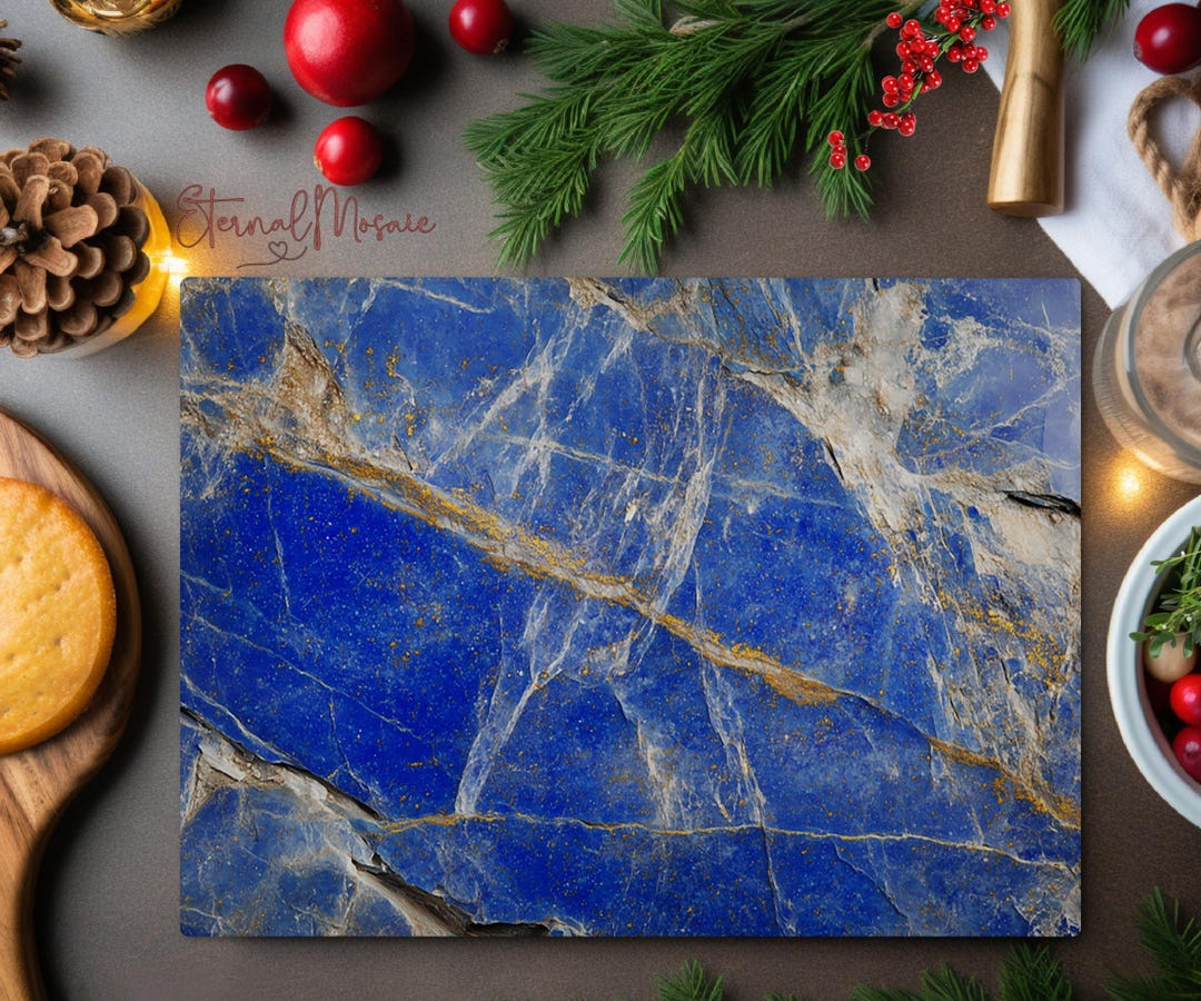 Blue Lapis Lazuli Crystal Marble Stone Glass Chopping Cutting Board ...