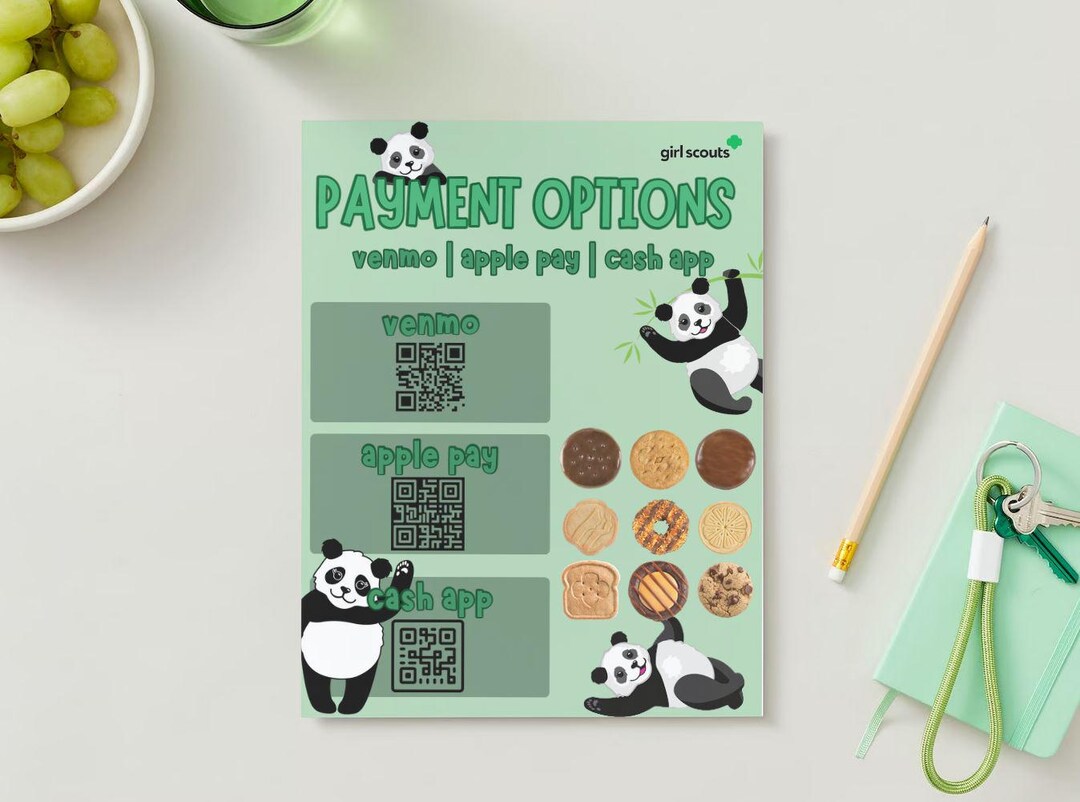 Editable Girl Scout Cookie Booth Payment Sign Venmo, Cash App, Paypal ...