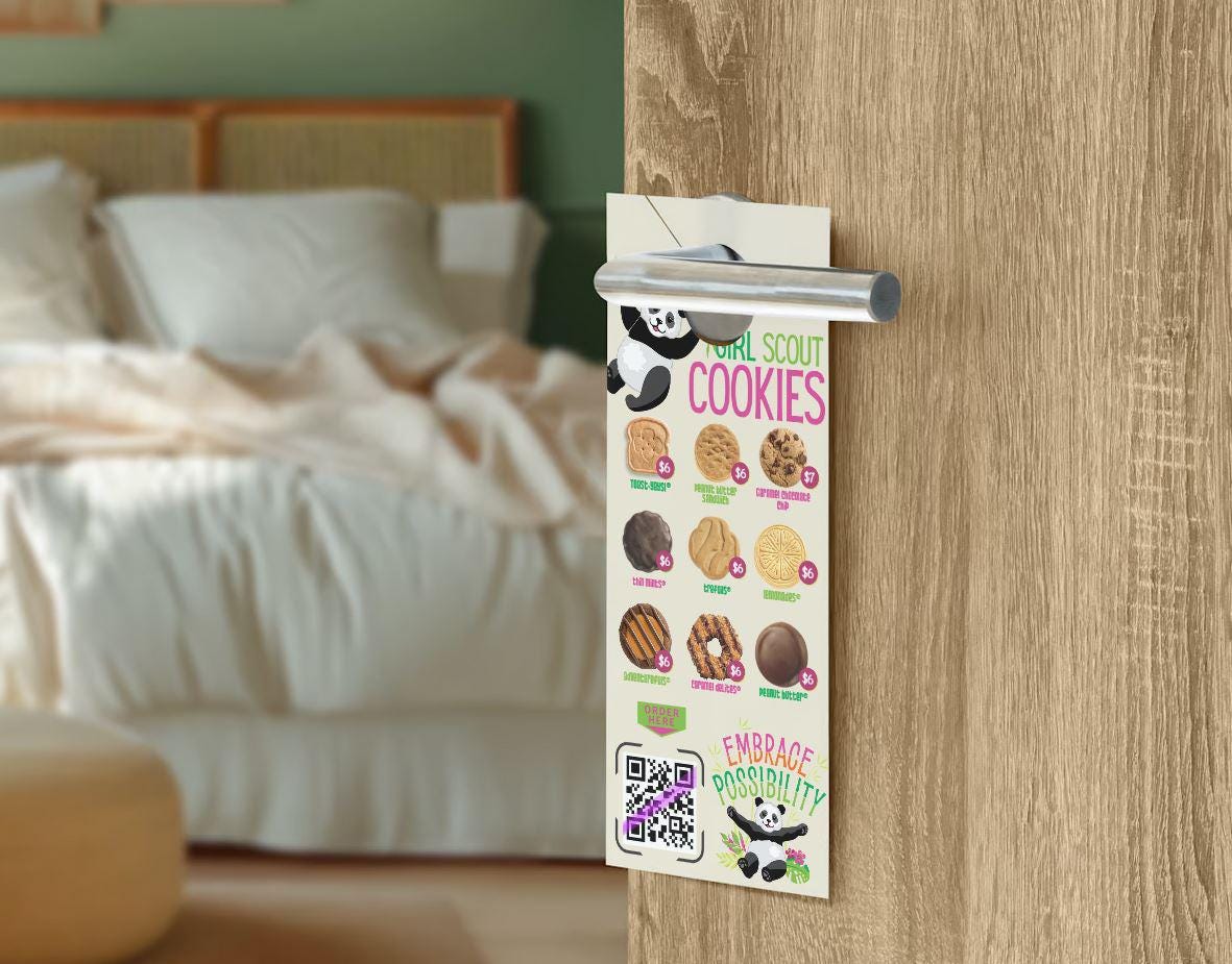 Editable Girl Scouts Door Hanger Template | Add Your QR Code ...