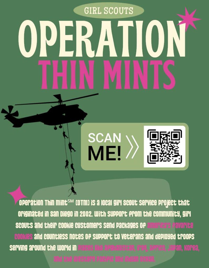 Operation Thin Mints Donation Sign With QR Code | Printable Girl Scouts ...
