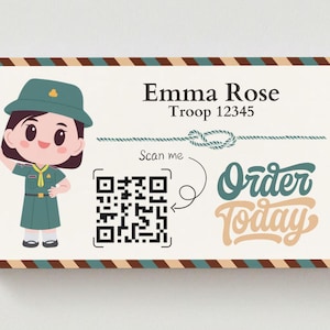Editable Girl Scouts Cookie Business Card With QR Code | Printable ...