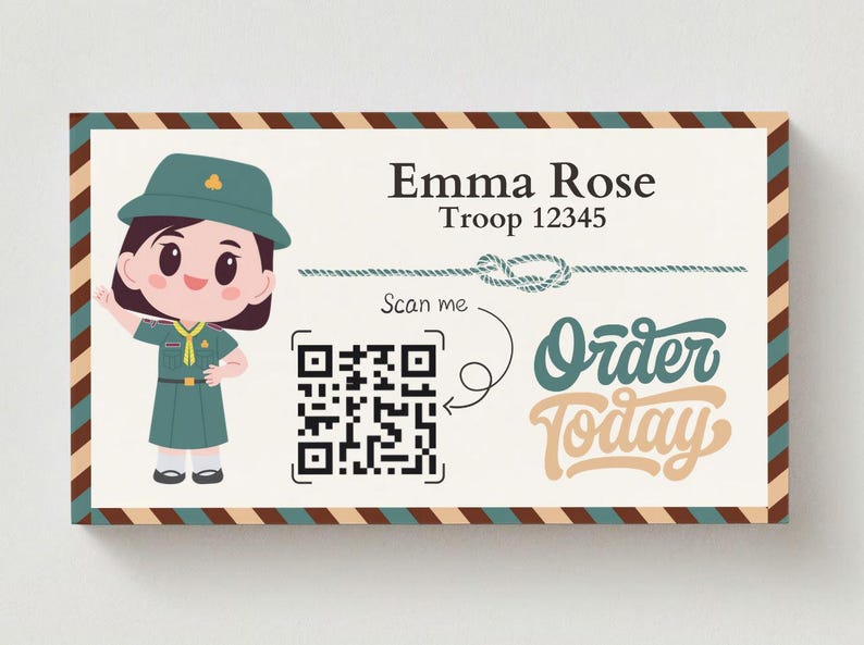 Editable Girl Scouts Cookie Business Card With QR Code | Printable ...