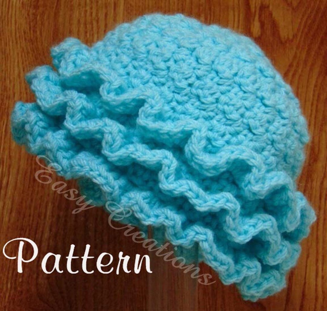 CROCHET PATTERN, Ruffled, Hat, Ripples, Ruffles, Baby, Girls, Preemie ...