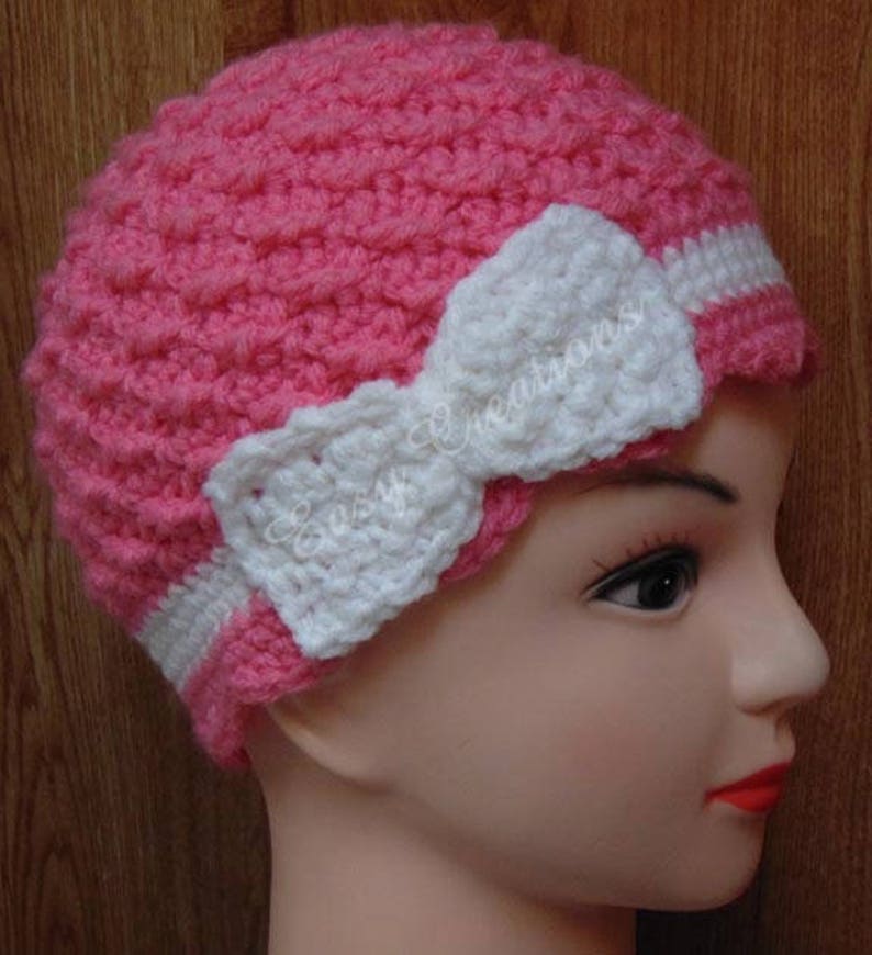 CROCHET PATTERN Chemo Hat Bow Flower Cap Cancer Pink Etsy