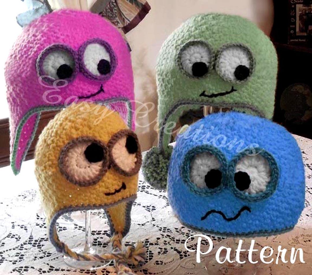 Crochet Googly Eye Monster Hat Pattern: Earflap Cap (PDF Pattern) - Etsy