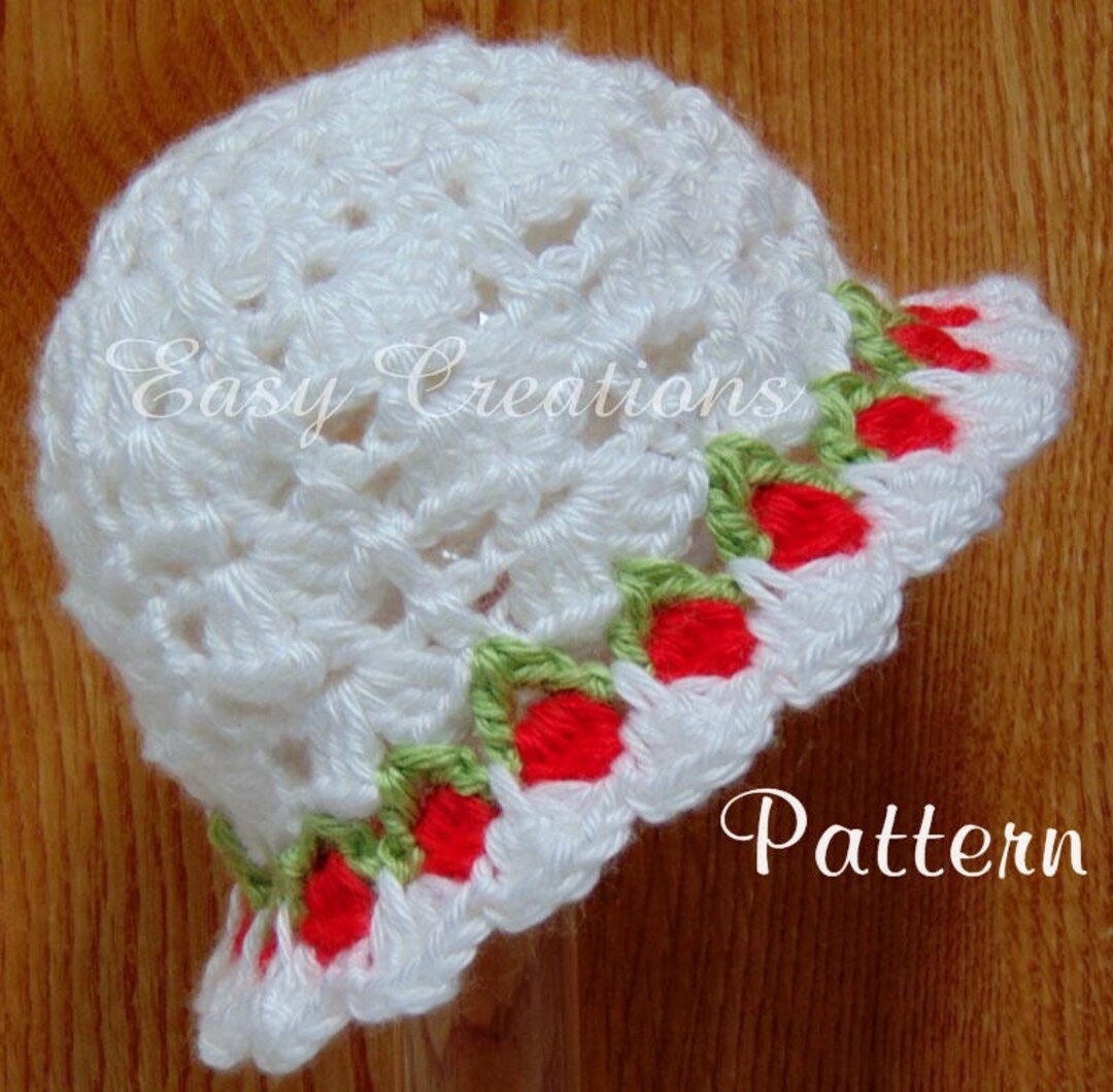 CROCHET PATTERN, Flower, Hat, Garden, tulip, Cloche, beanie, brim, lacy ...