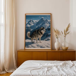 Husky Mountain Pooping Poster, Funny Snow Dog Wall Art, Siberian Husky ...