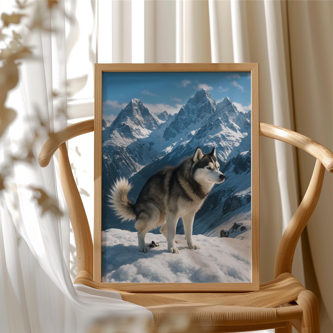 Husky Mountain Pooping Poster, Funny Snow Dog Wall Art, Siberian Husky ...