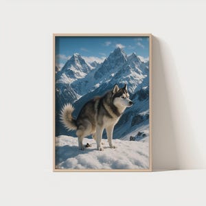 Husky Mountain Pooping Poster, Funny Snow Dog Wall Art, Siberian Husky ...