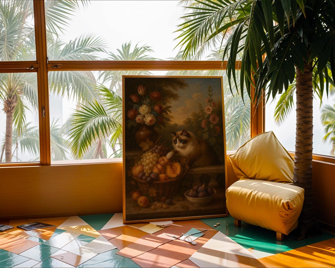 Ragdoll Cat Still Life Wall Art – Classical Baroque Style Oil Painting ...