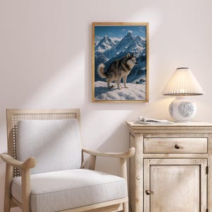 Husky Mountain Pooping Poster, Funny Snow Dog Wall Art, Siberian Husky ...