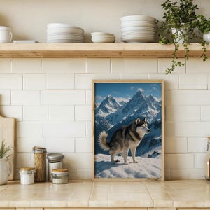 Husky Mountain Pooping Poster, Funny Snow Dog Wall Art, Siberian Husky ...