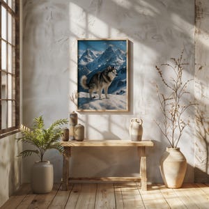 Husky Mountain Pooping Poster, Funny Snow Dog Wall Art, Siberian Husky ...