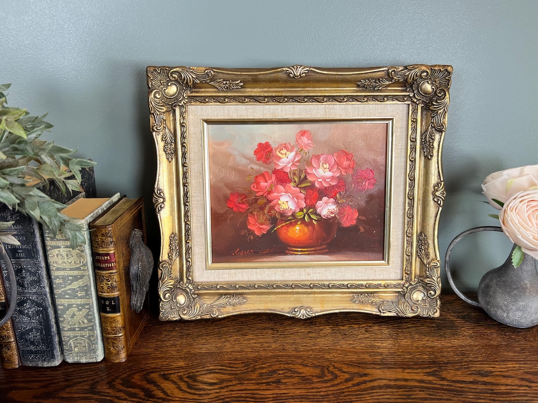 Vintage Floral Oil Painting by Robert Lox | 1970s Still Life | Gilt ...