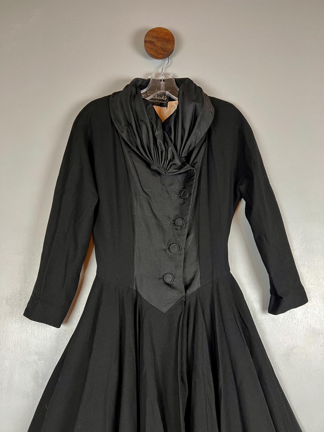 Rare 1950s Don Loper Coat Dress Black Rayon Crepe Hollywood Designer ...