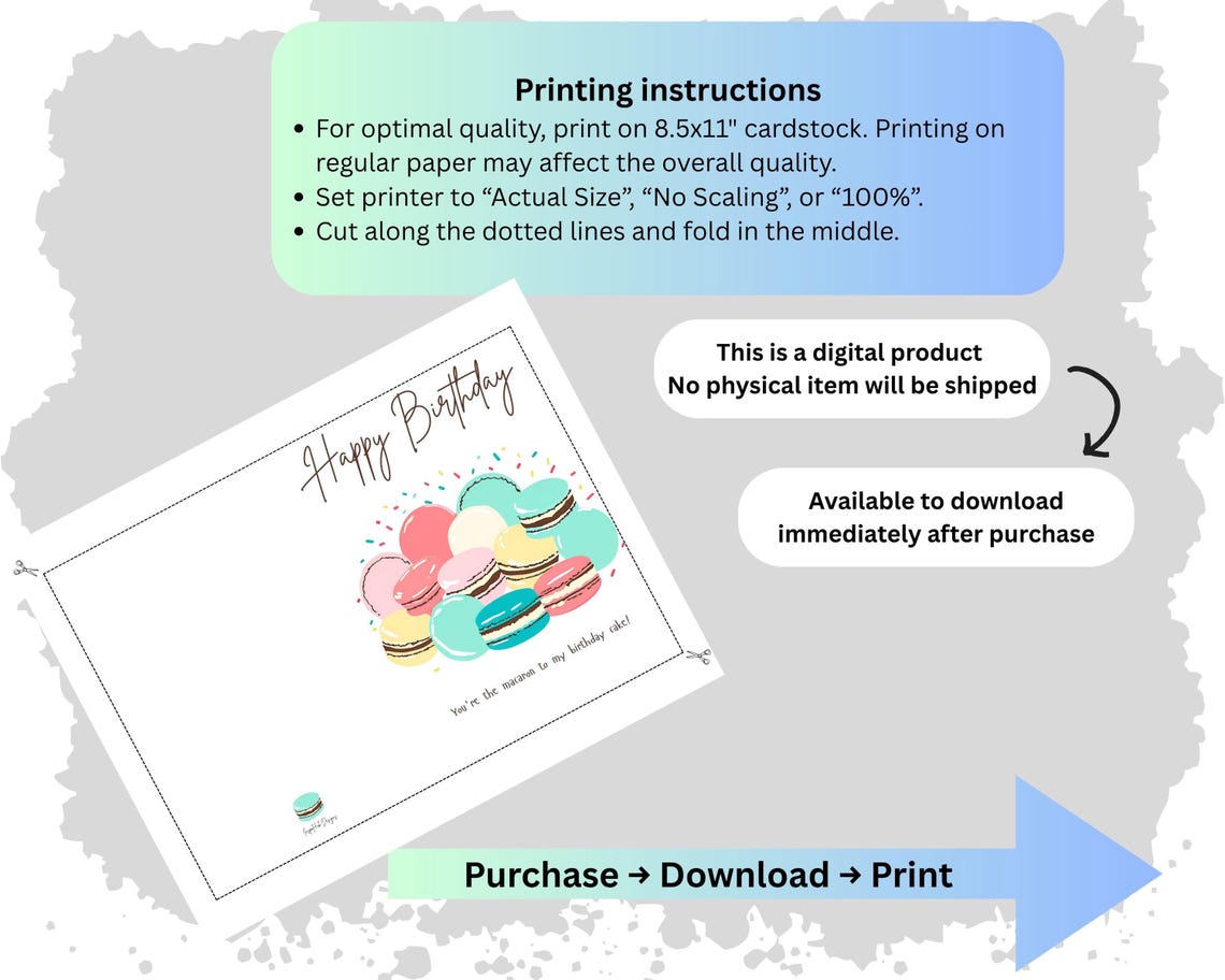 Macaron Birthday Card: Colorful Dessert Print (digital Download) - Etsy