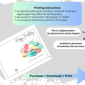 Macaron Birthday Card: Colorful Dessert Print (digital Download) - Etsy