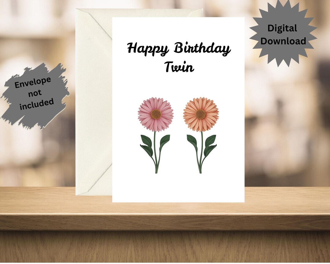 Twin Birthday Card: Floral Design for Sister (digital Download) - Etsy