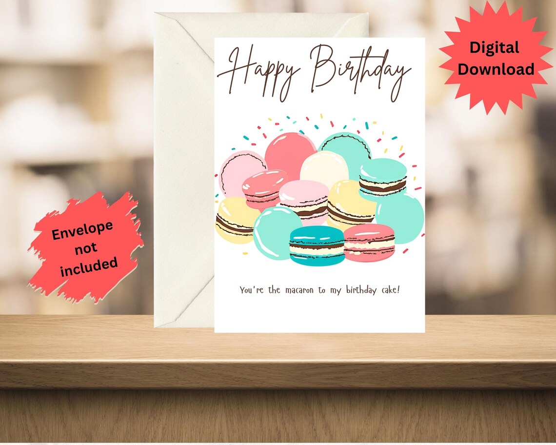 Macaron Birthday Card: Colorful Dessert Print (digital Download) - Etsy