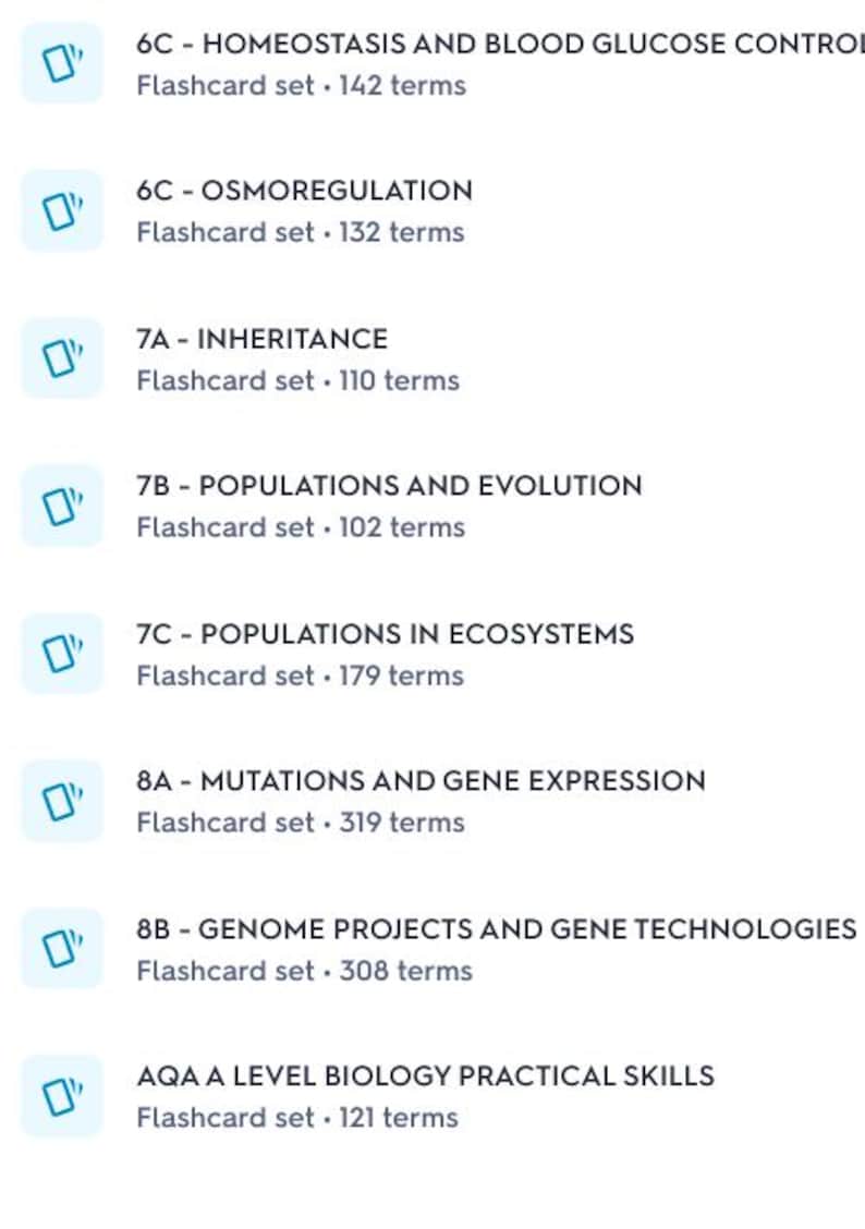 Whole of AQA Alevel Biology Flashcards - Etsy