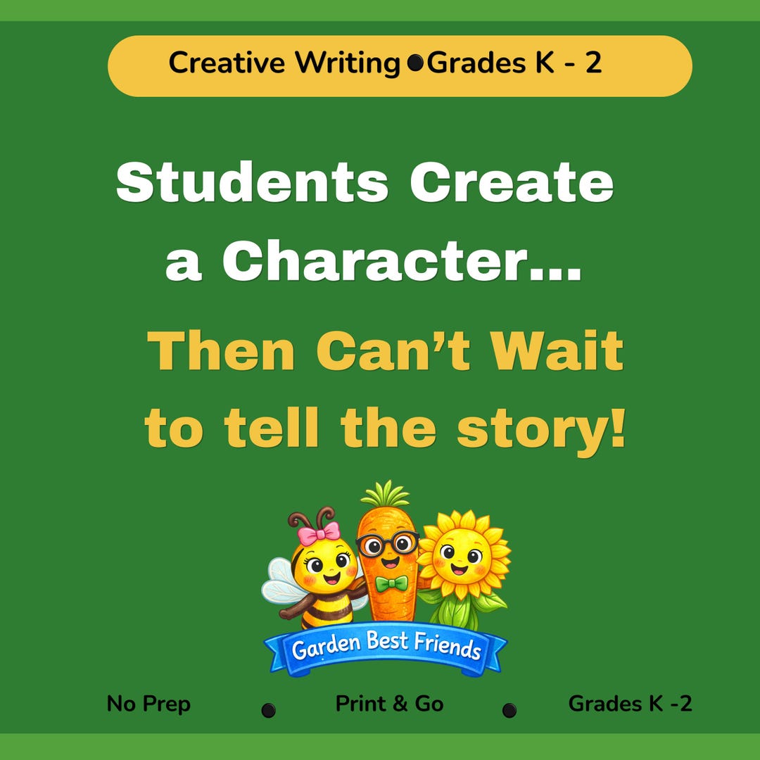 No Prep Spring Narrative Writing Kit Grades K-2 Printable Character ...