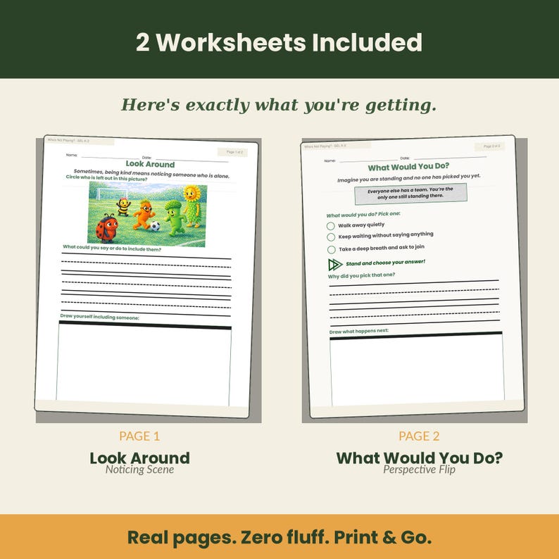 Inclusion Worksheet | SEL K-2 Social Skills Activity (print & Go) - Etsy