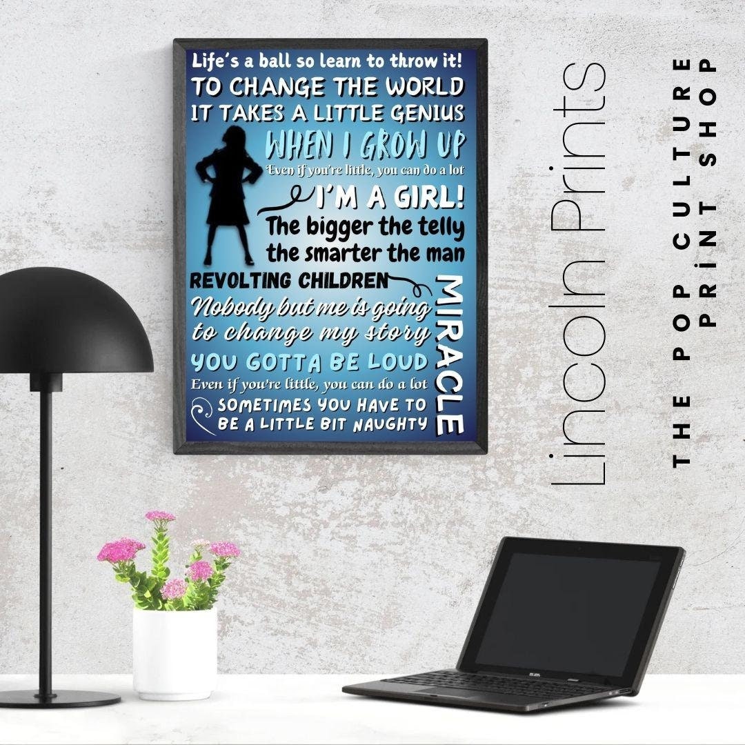 Matilda Musical Inspired Theatre Poster Print Art Quotes Typography ...