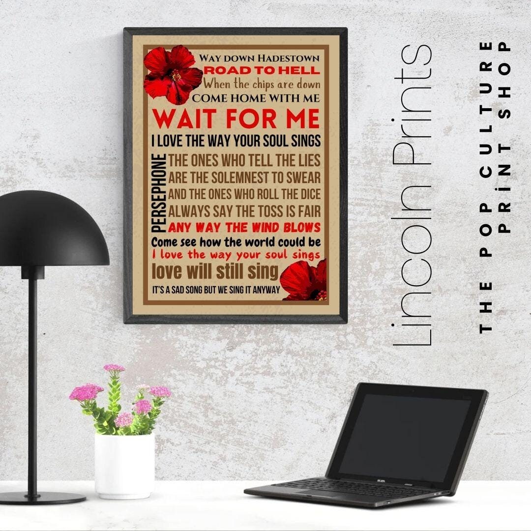 Hadestown Musical Inspired Theatre Poster Print Art Quotes Typography ...