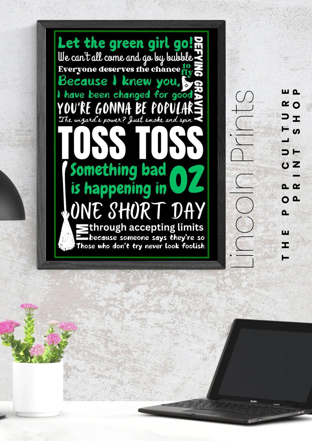 Wicked Musical Inspired Theatre Poster Print Art Quotes Typography West ...