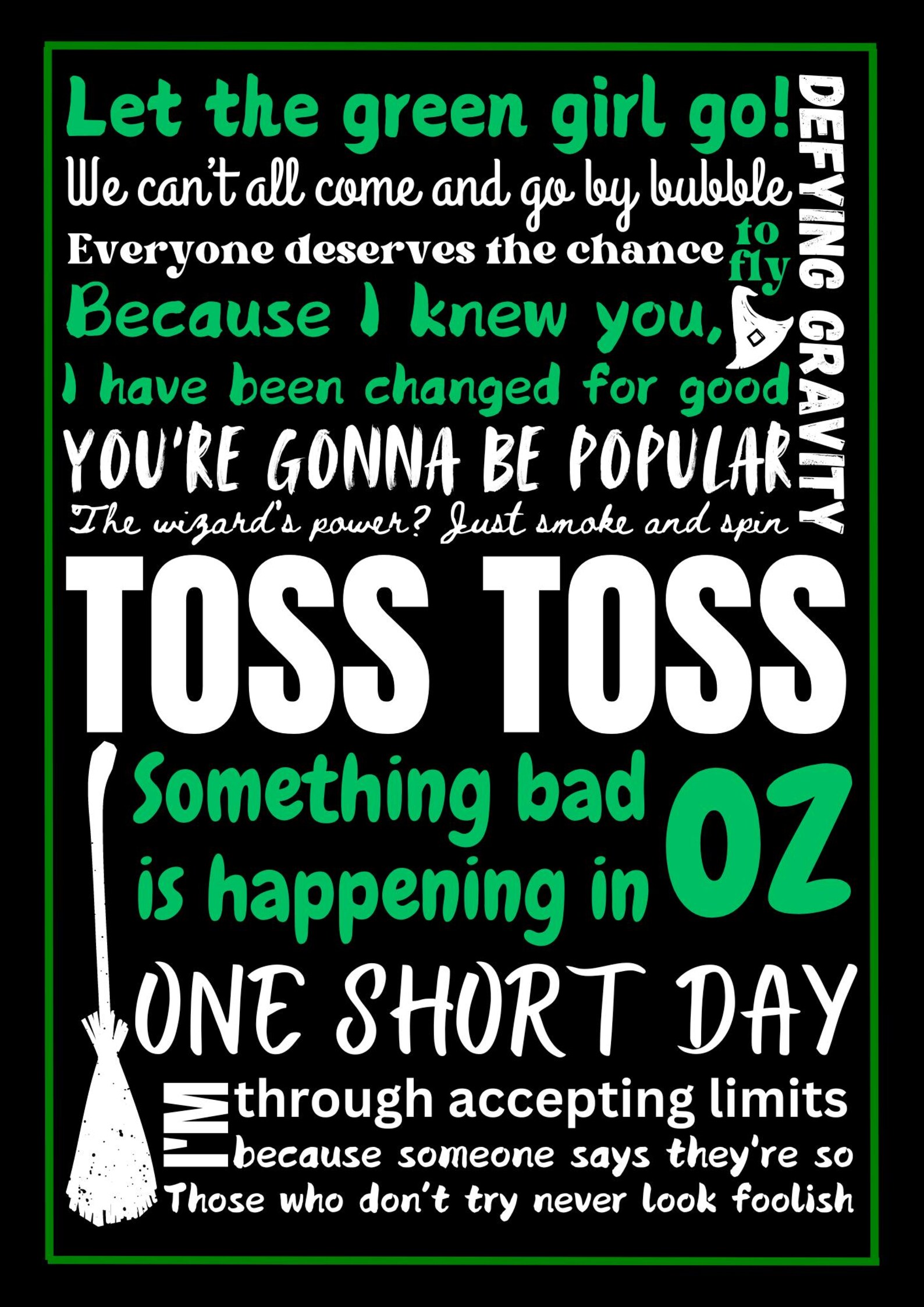 Wicked Musical Inspired Theatre Poster Print Art Quotes Typography West ...