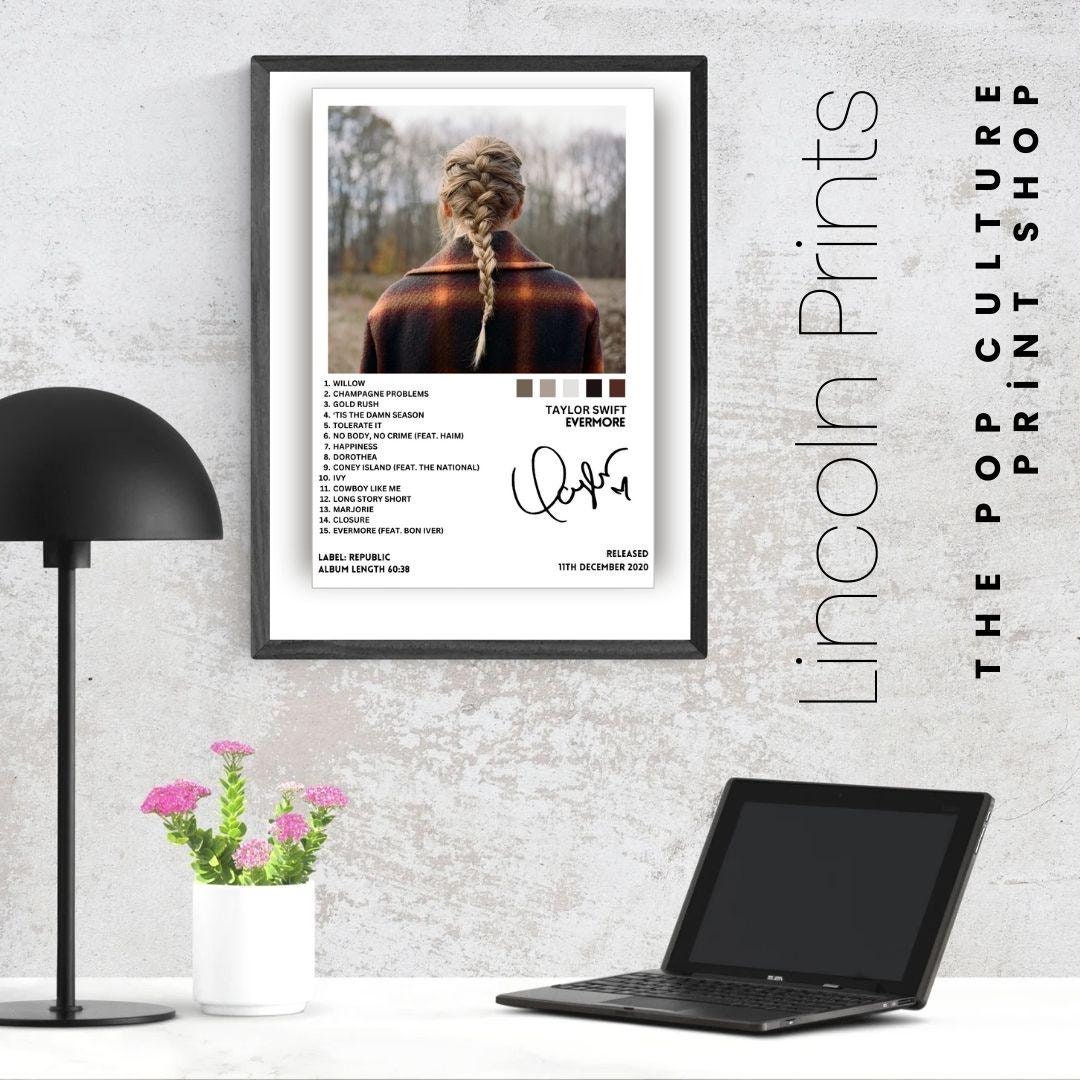 Taylor Swift Evermore Album Inspired Music Poster Print Art Framed A3 ...